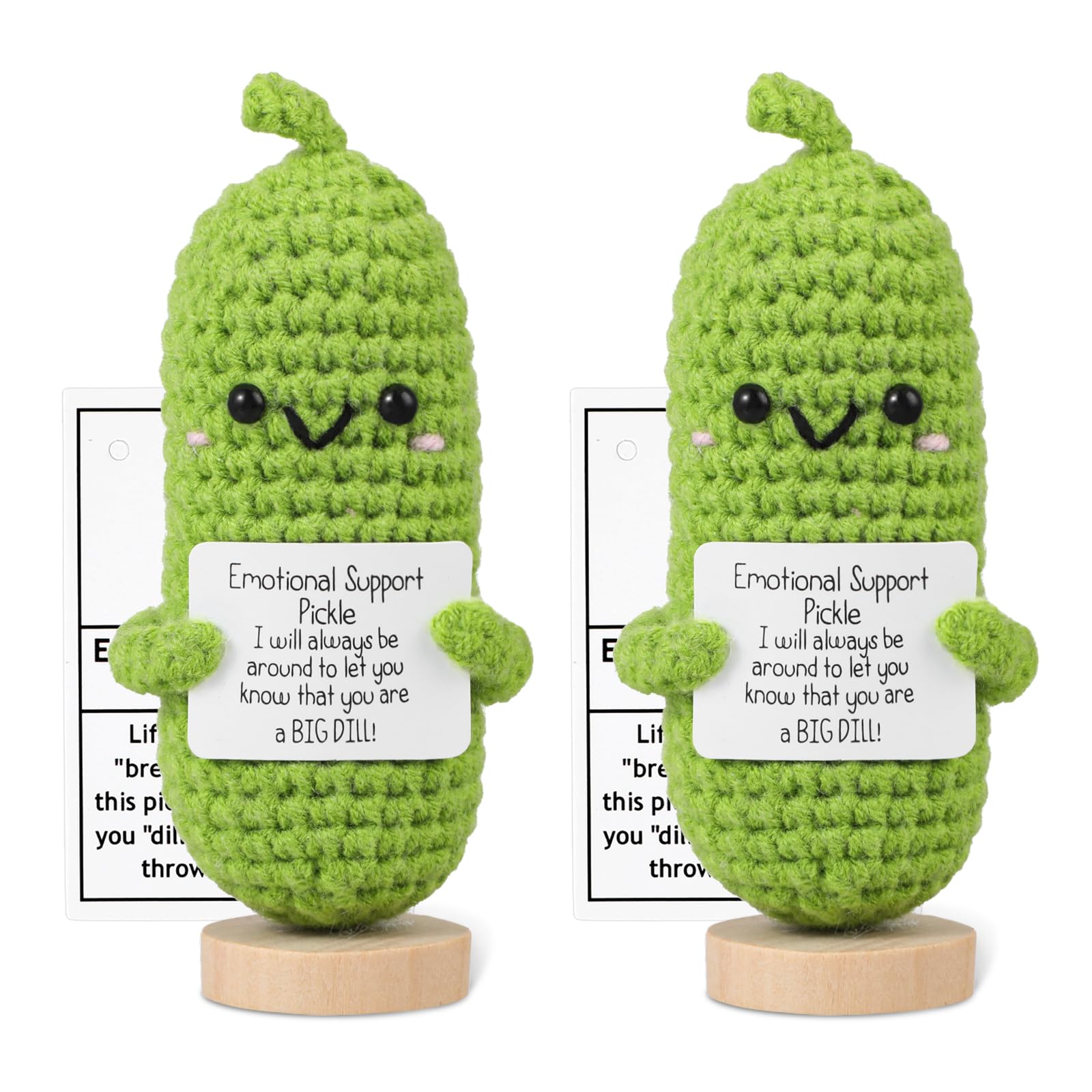 Grevosea Emotional Support Pickle, 2 Pcs Handmade Positive Pickle Plush ...