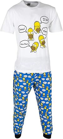 The Simpsons Mens/Boys Official Character Homer Pyjama Set/Pyjamas Size ...