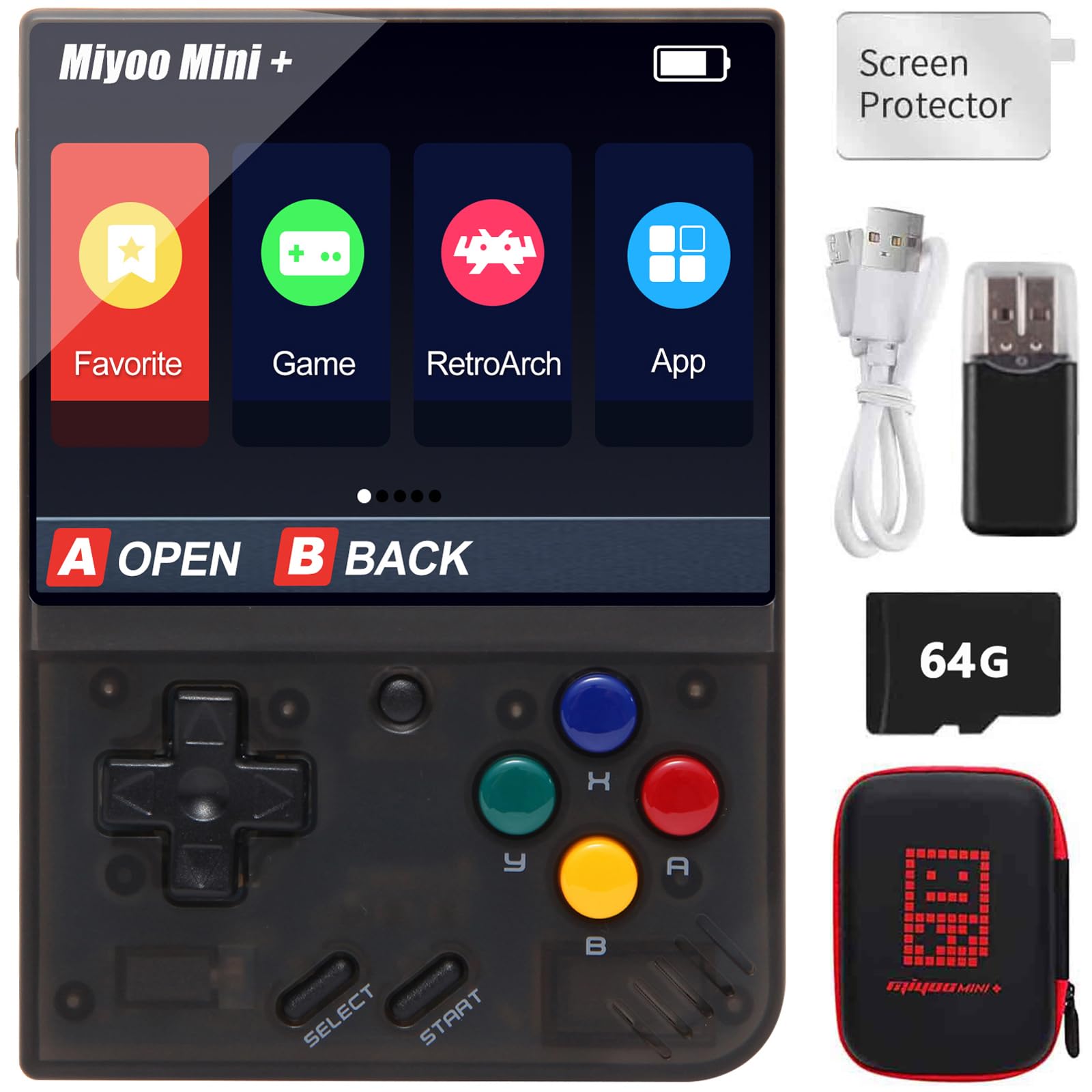 Miyoo Mini Plus Handheld Game Console with Hard Case, 3.5 Inch IPS ...