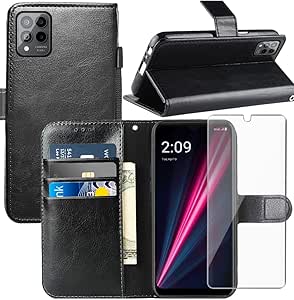Amazon.com: for T-Mobile Revvl 6 Pro 5G Case, with Screen Protector,PU Leather Wrist Strap Card ...