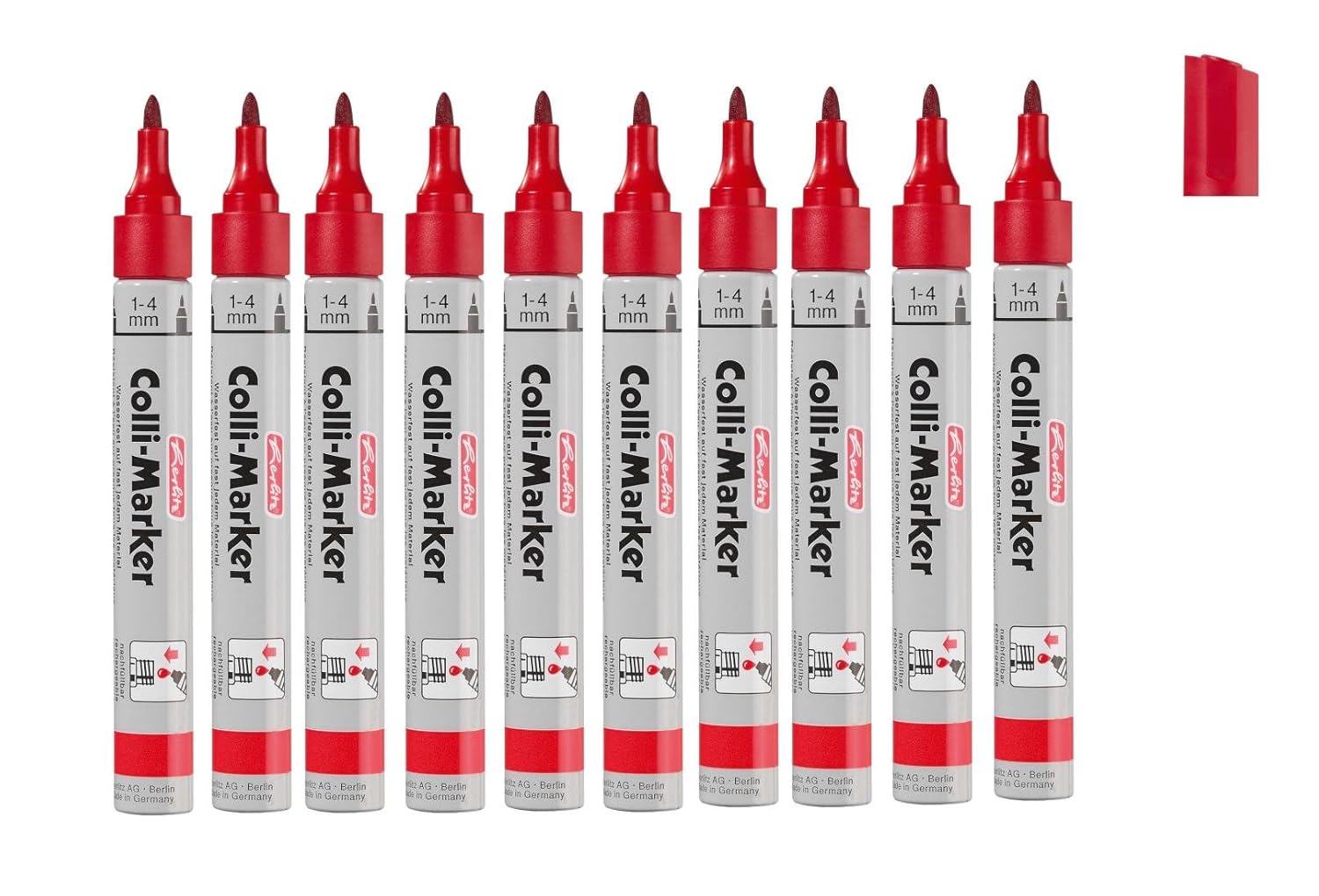 10 Herlitz Permanentmarker "Colli Marker" / 1-4mm / Farbe: rot: Amazon ...