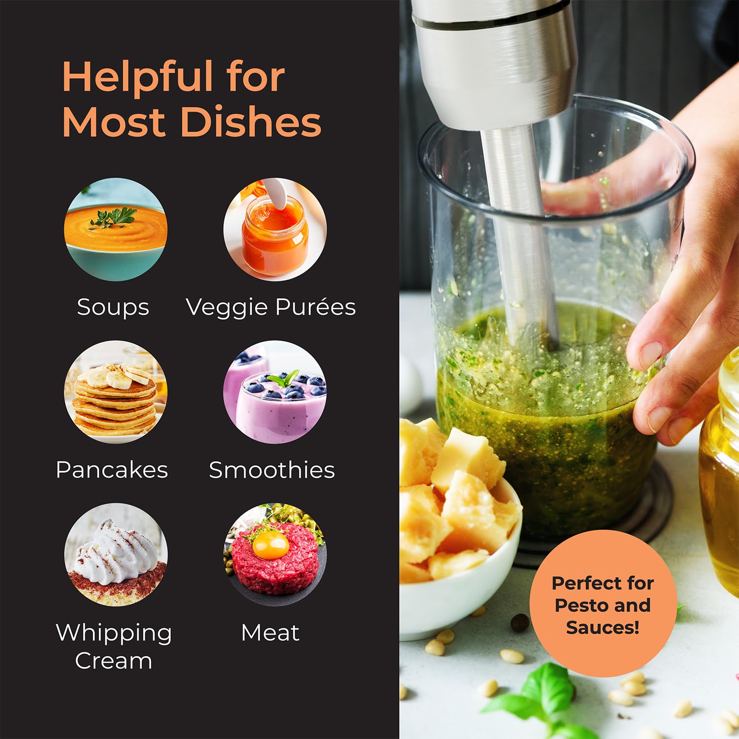 Mueller Immersion Blender Handheld - 8 Speed Stainless Steel Electric ...