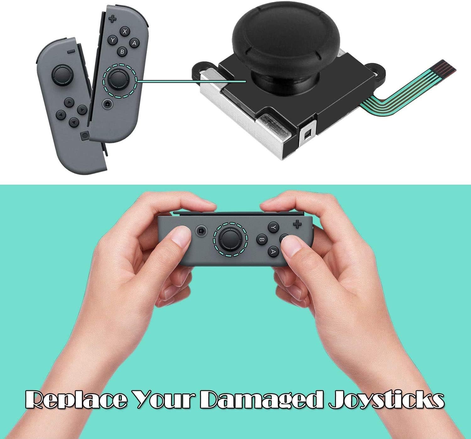 4 Pack 3D Analog Joystick Thumb Sticks Replacements for Nintend Switch ...