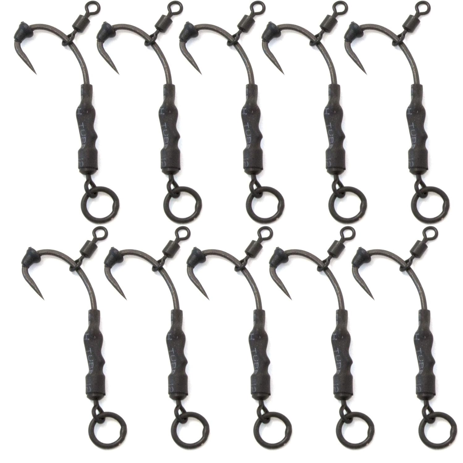 Phoxinus Pack of 10 Ronnie Rigs All black with Teflon coated hooks ...