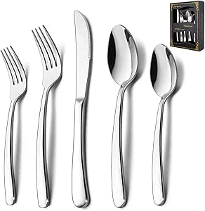 60-Piece Heavy Silverware Set, HaWare Premium Grade Stainless Steel ...