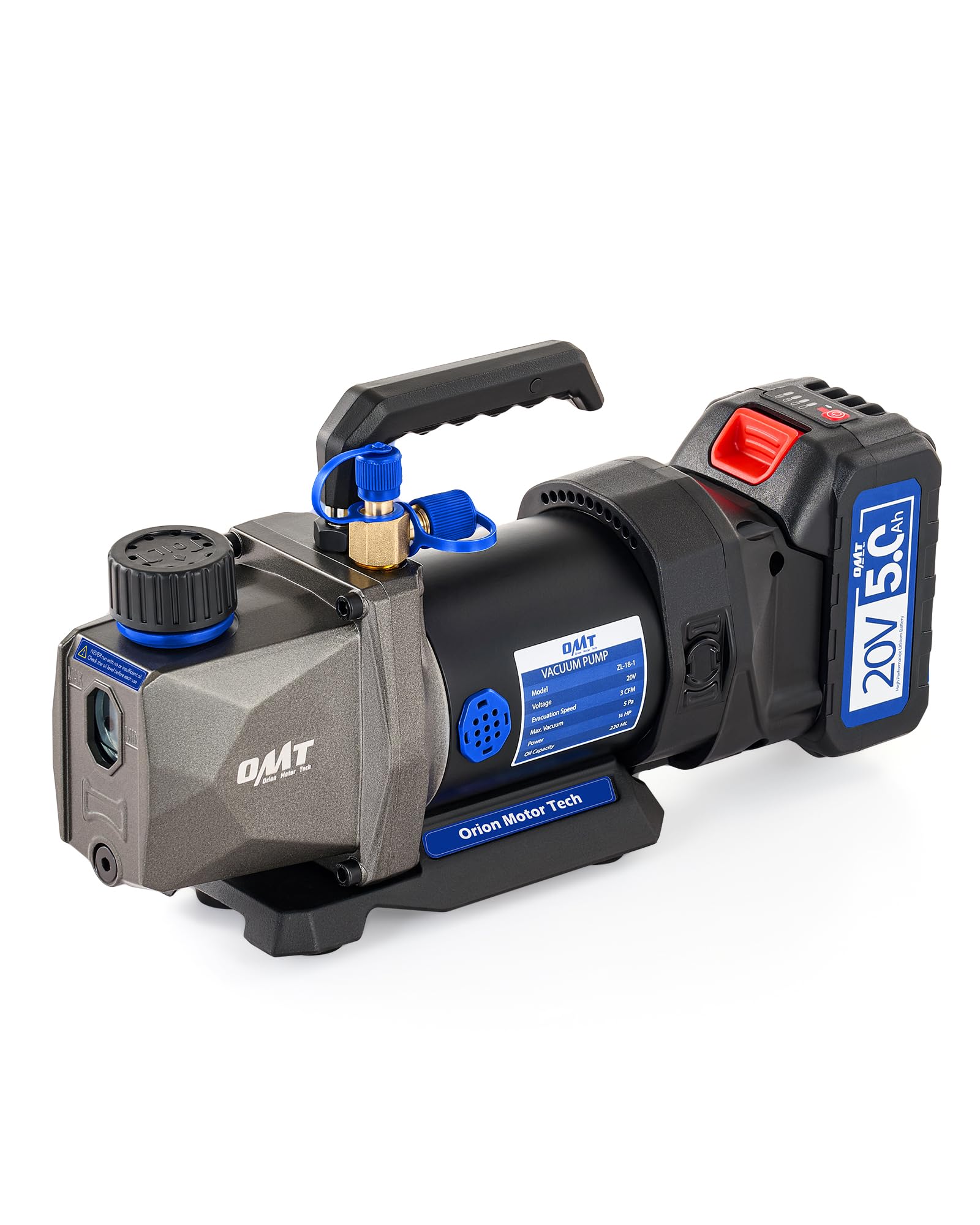 Orion Motor Tech Cordless Lithium-Ion HVAC Vacuum Pump, 3 cfm Vacuum ...
