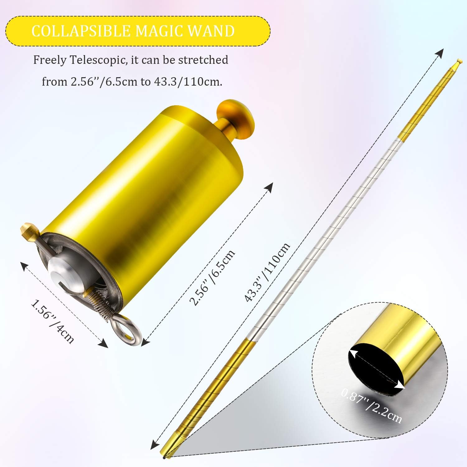 2 Pieces Metal Appearing Cane Magic Wand Magic Cane for Magician Use ...
