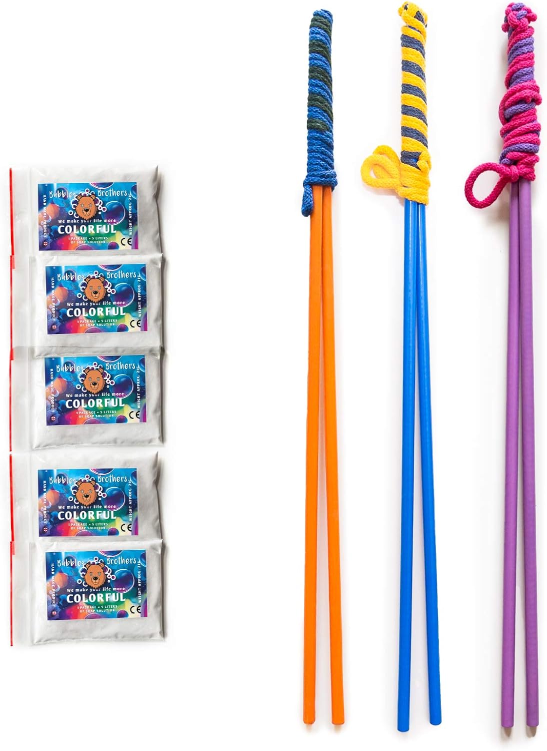 Bubble Brothers – Giant Soap Bubble Set 3 x Bubble Sticks + 25 Litre ...