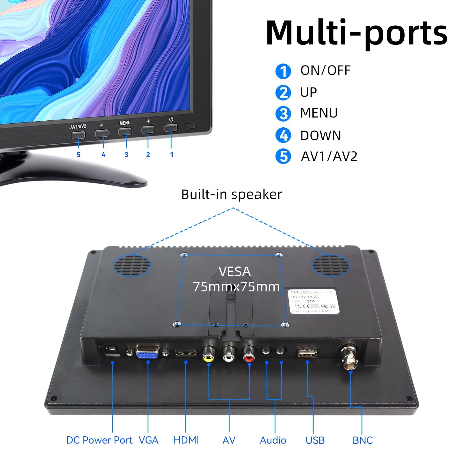 Mua Wstirhy 10.1 inch Small Monitor (1920x1200) 178° Screen Display ...