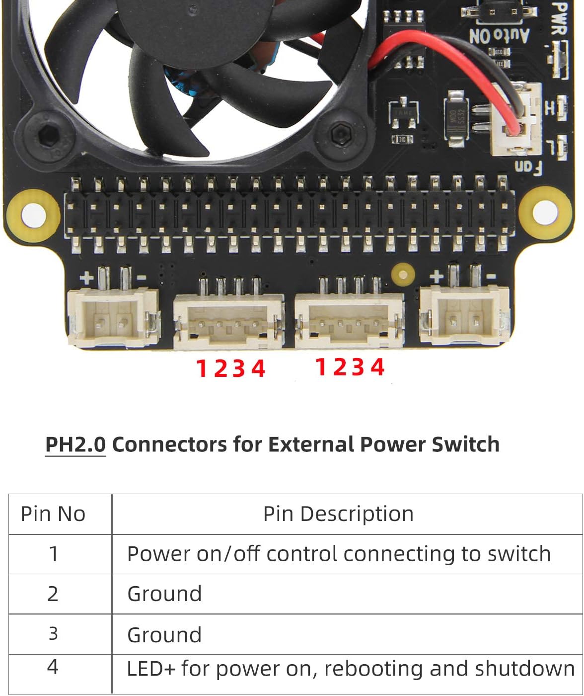 Geekworm Raspberry Pi 4 X735 V2.5 Power Management & PWM Cooling Fan Expansion Board with Safe ...