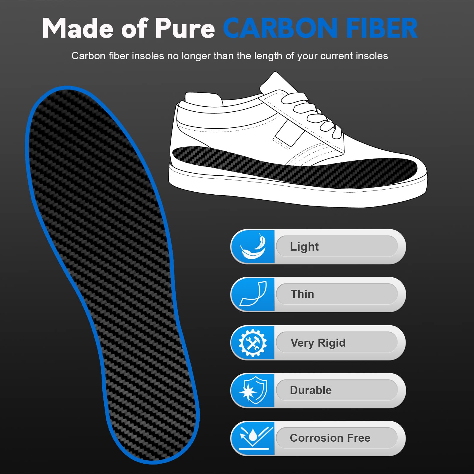 Mua Carbon Fiber Insole 1 Piece, Rigid Carbon Fiber Shoe Insert for ...