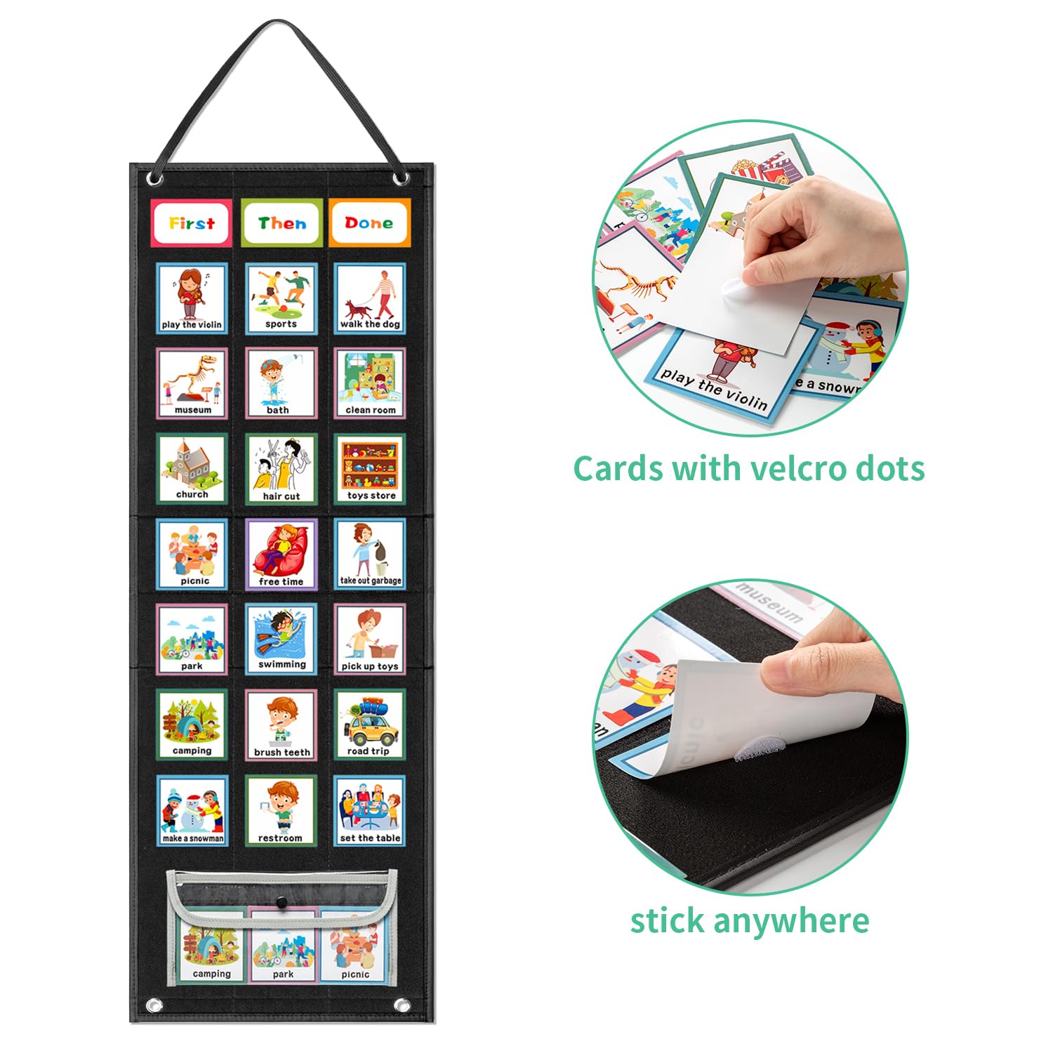 Mua ANCOMEDO Large Black Visual Schedule Chart for Kids Chore with 92 ...