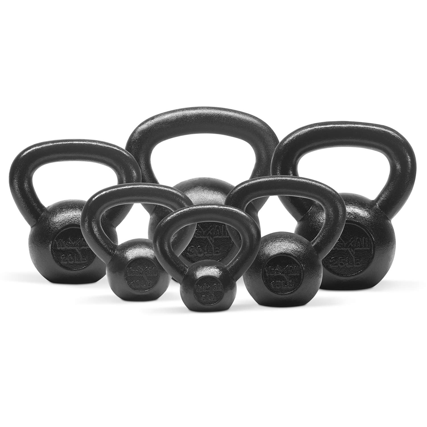 Yes4All Kettlebells Set 5 10 15 20 25 30 lbs Weight Cast Iron for Dumbbell Weights Exercises ...