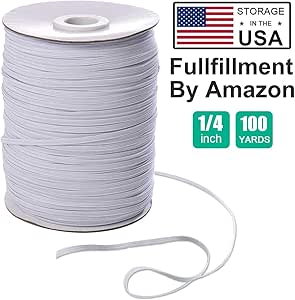 Amazon.com: 1/4''Inch 100 Yards Elastic Bands for Sewing White Elastic ...
