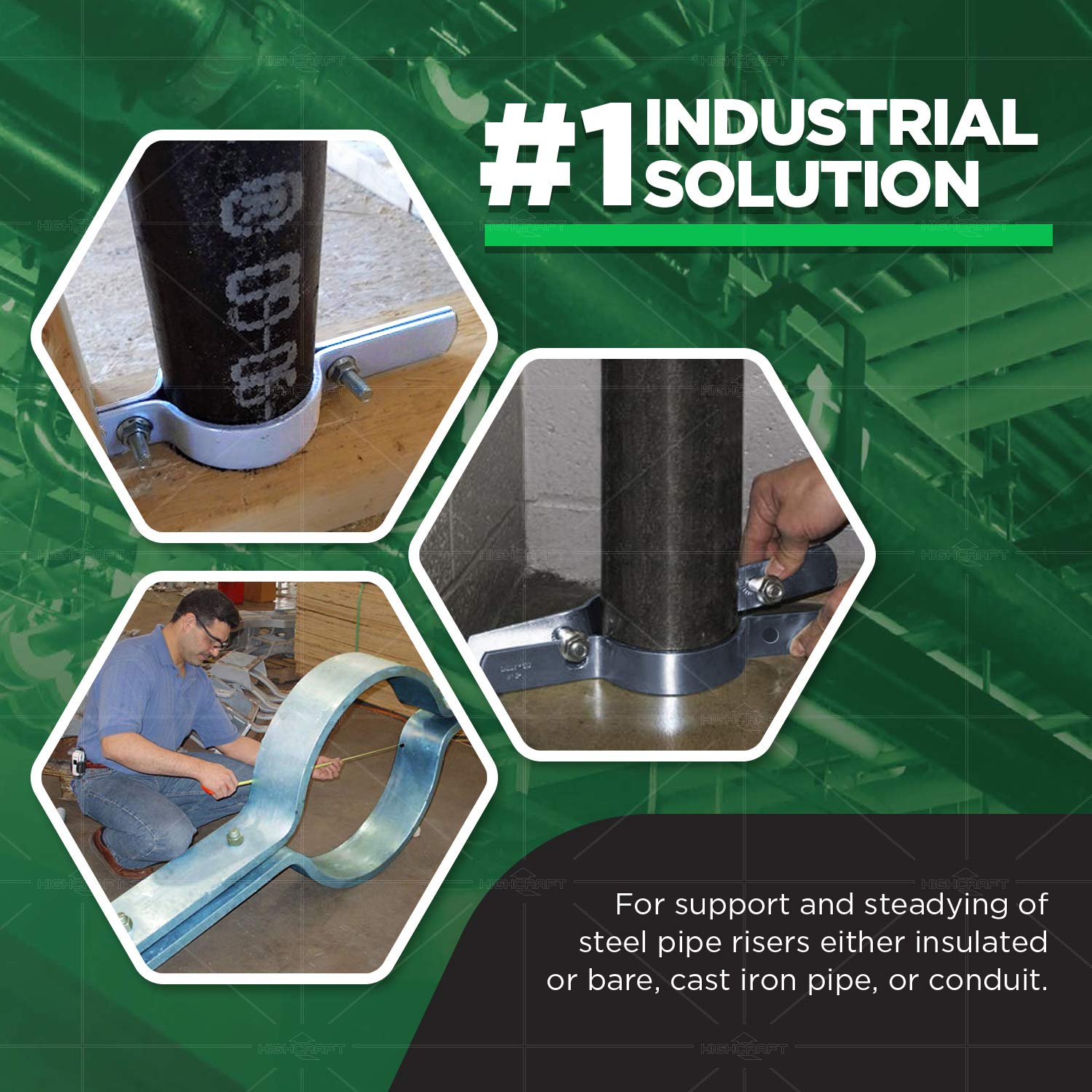 Highcraft DMST-H08 Riser Clamp Vertical Pipe Hanger For Copper, Iron ...