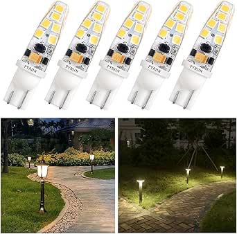 T5 T10 Wedge Base Led Bulbs 12v Low Voltage Landscape, Pyjr Ac/Dc 12V, 2W 200Lm, 3000K Warm ...
