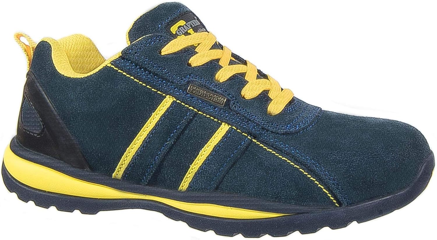 Mens Safety Work Trainer Shoes Navy Blue Leather Suede Laced Rubber ...