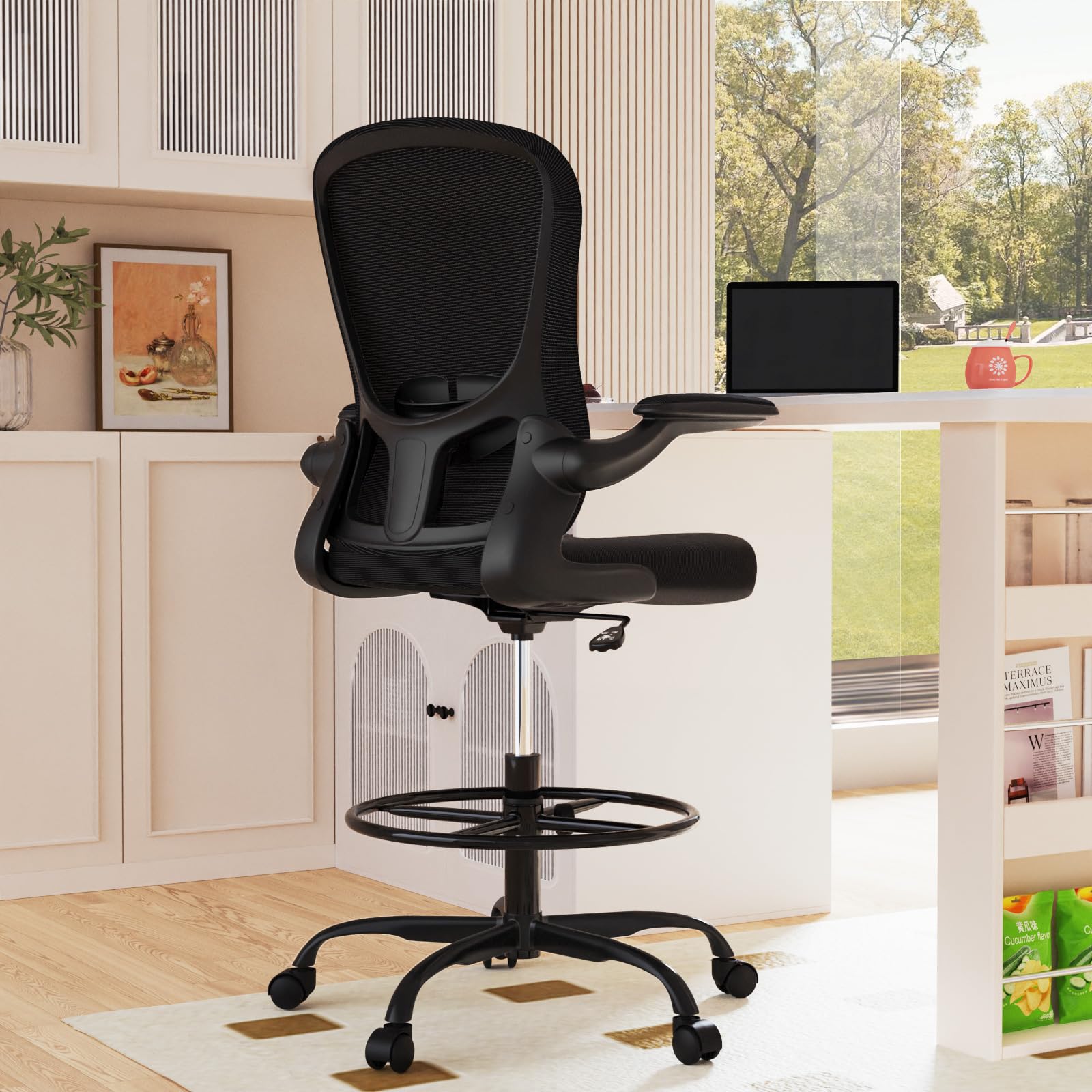 Mua Drafting Chair, Tall Office Chair with Flip-up Armrests Executive ...