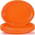 Amazon.com: BONSINY 50 Count Orange Plastic Plates 10" x 12" - Oval ...
