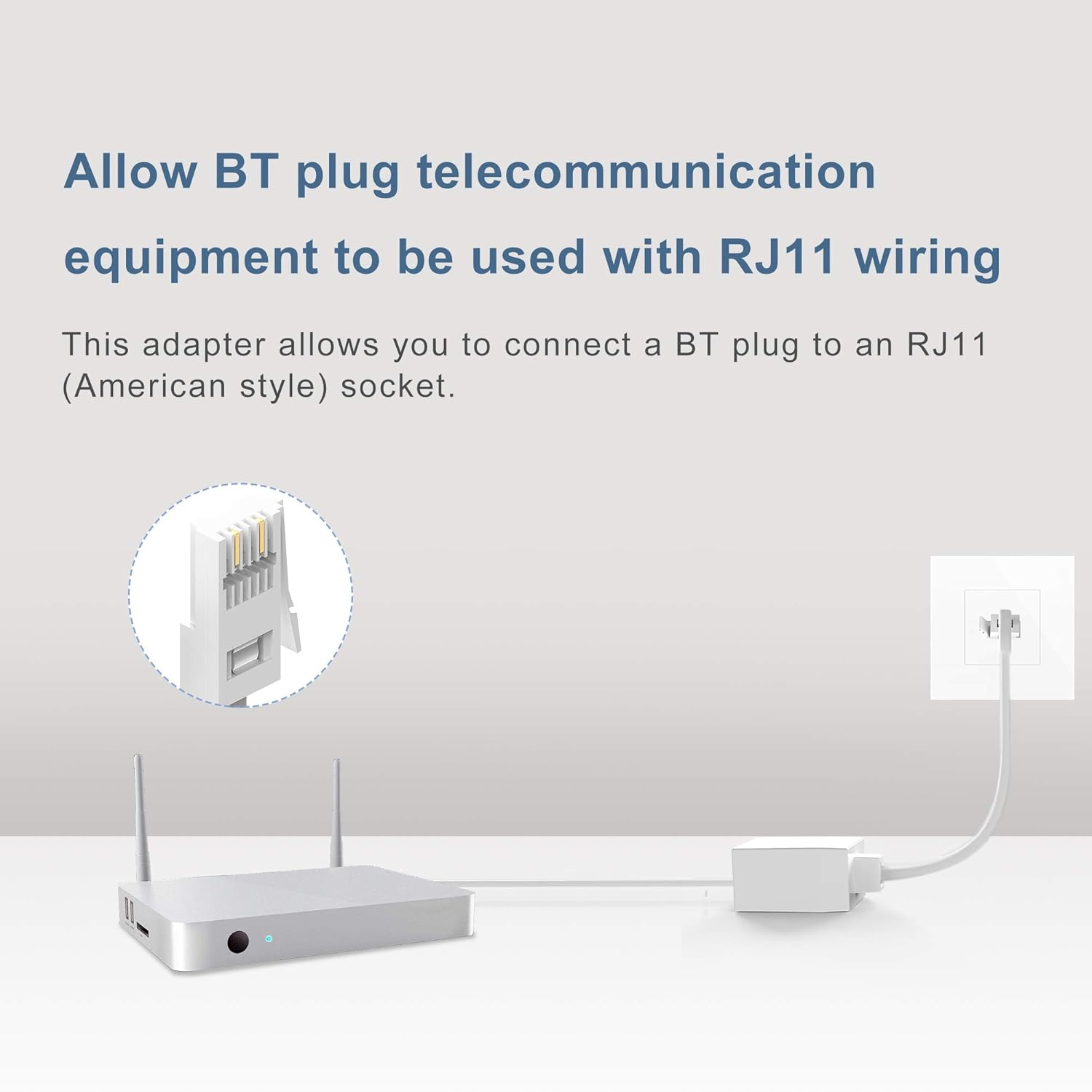 BT Telephone Socket Adapter Cable BT to RJ11, Ancable BT Female to RJ11 ...
