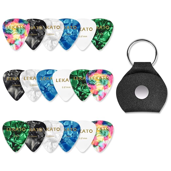 LEKATO Guitar Picks 18pcs with Pick Holder, Guitar Plectrums for ...