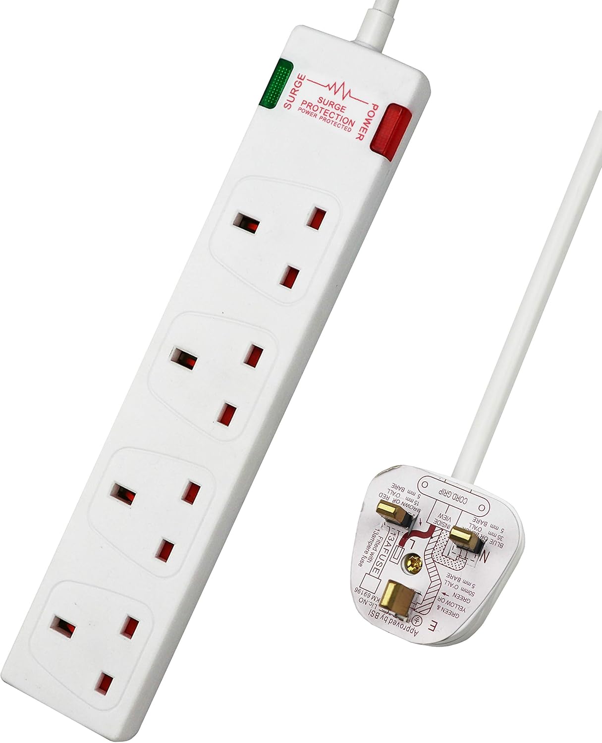 ExtraStar 2 Way Double Socket Power Mains Extension Lead 1M Metre Cable ...