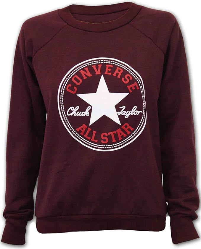 NEW LADIES WOMENS CONVERSE ALL STAR PRINT SWEATSHIRT JUMPER TOP 8-14 (S ...