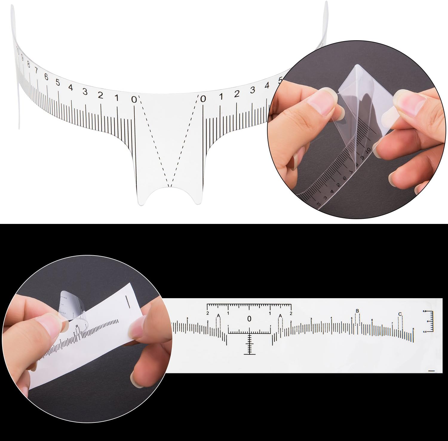 100 Pieces Disposable Eyebrow Ruler Sticker with 1 Piece Reusable ...