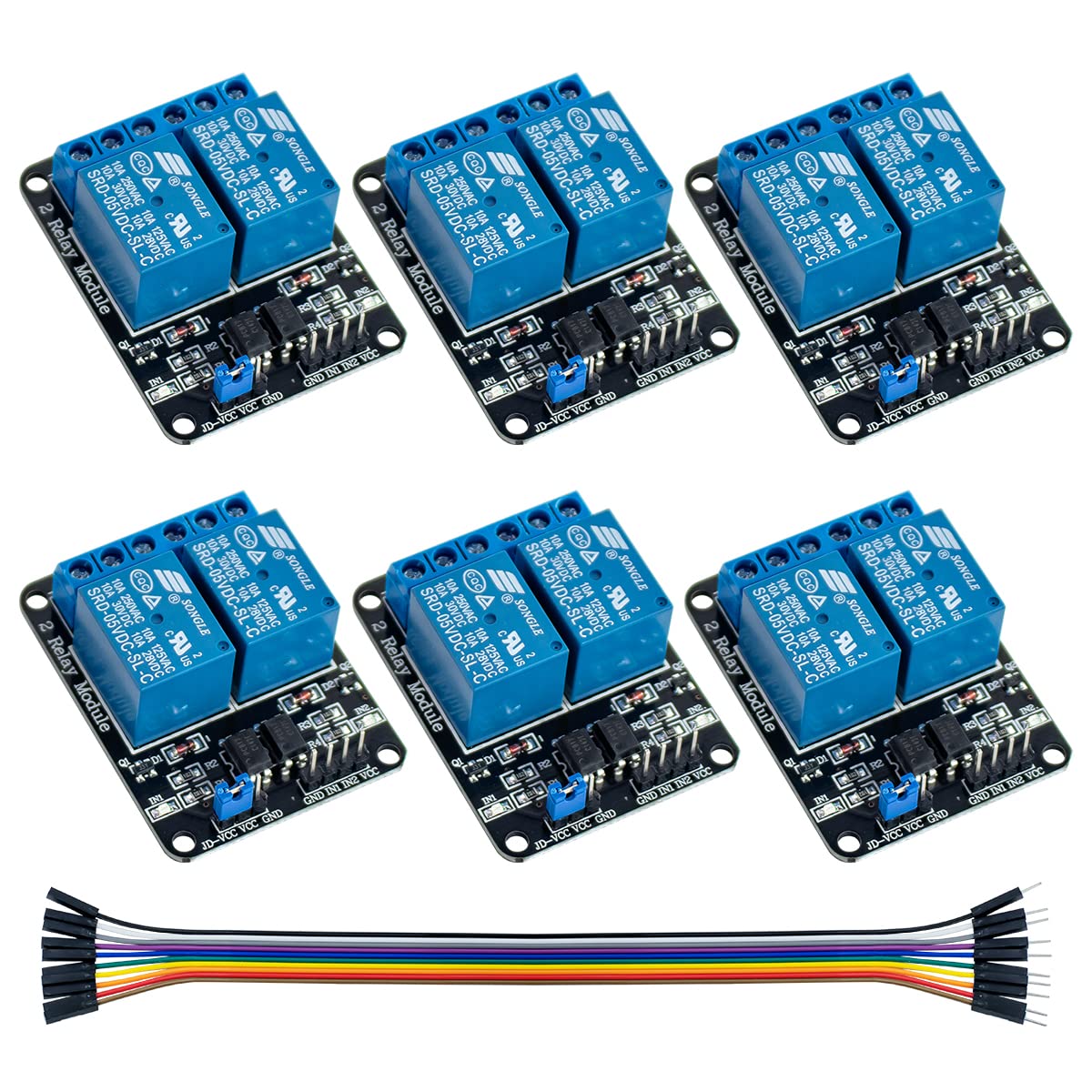 Mua 6Pack 2 Channel DC 5V Relay Module with Optocoupler Relay Board for ...