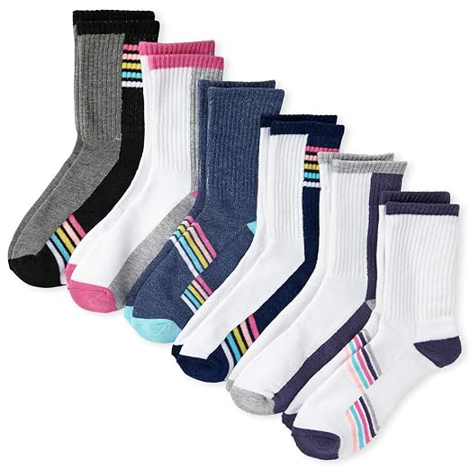 The Children's Place Girls' Athletic Socks, Pack of Six, MULTI CLR, S ...