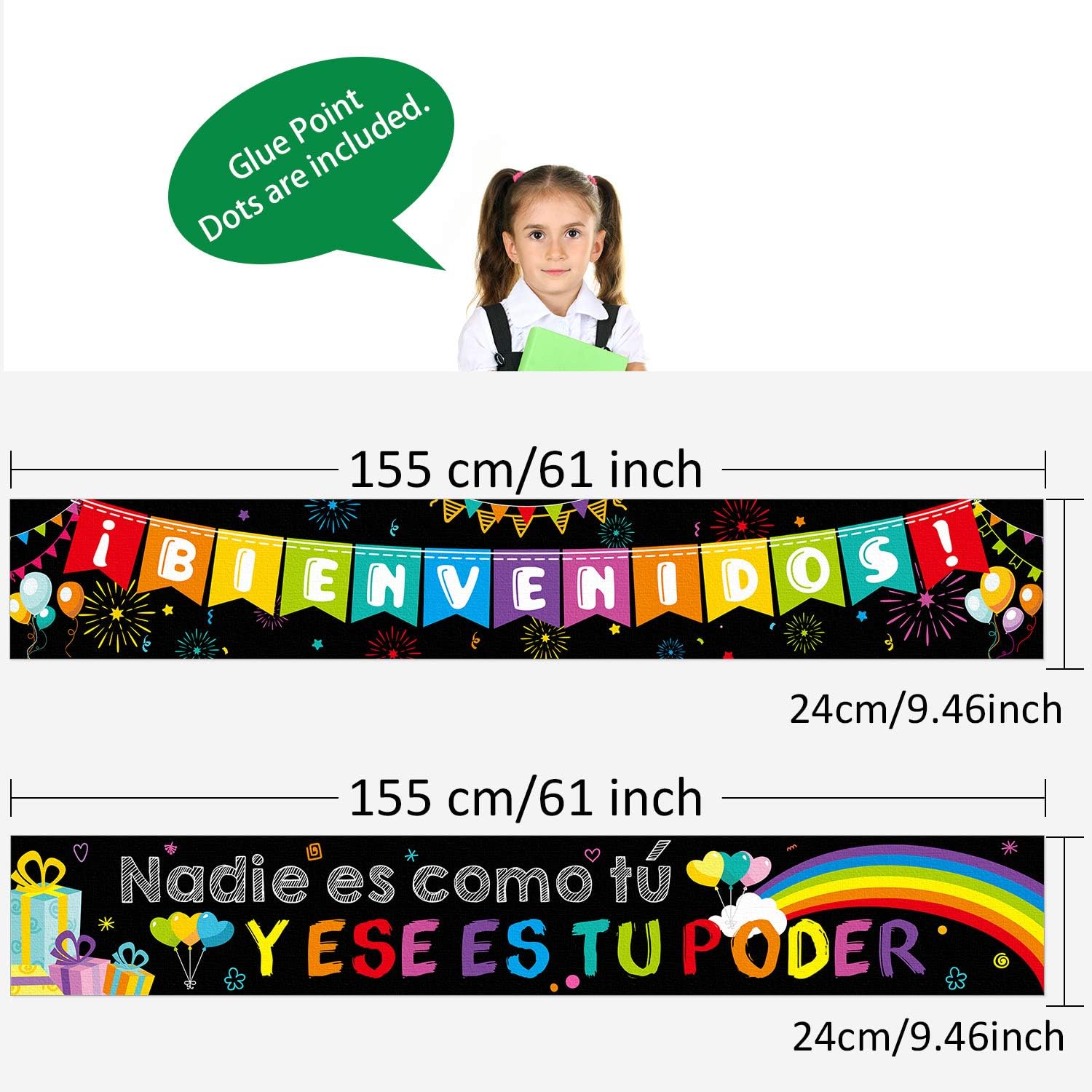 2 Pieces Bienvenidos Sign Spanish Welcome Banners Spanish Banner ...