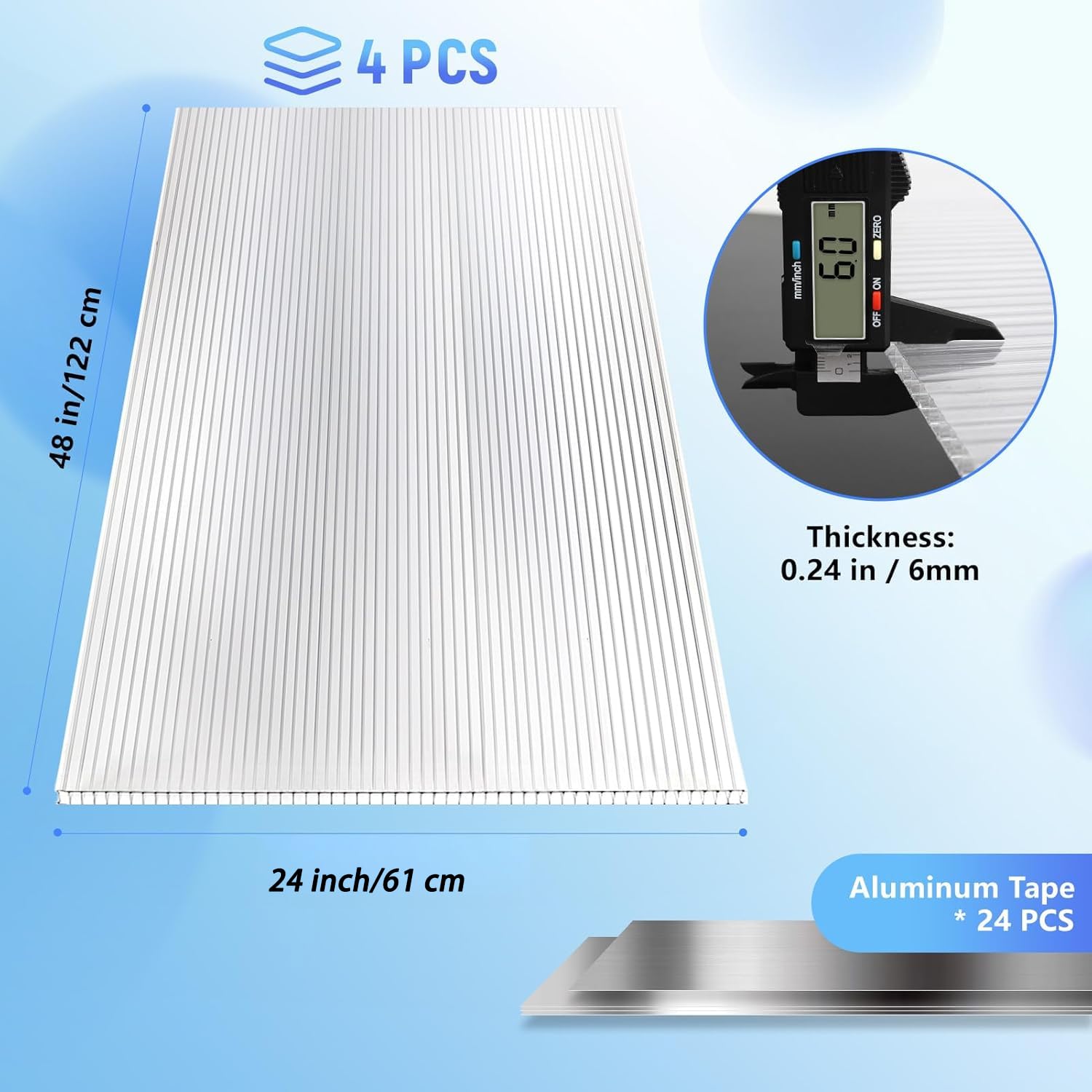 Mua 4 Pcs Polycarbonate Greenhouse Panels,4' x 2' x 0.24'' Thickness ...