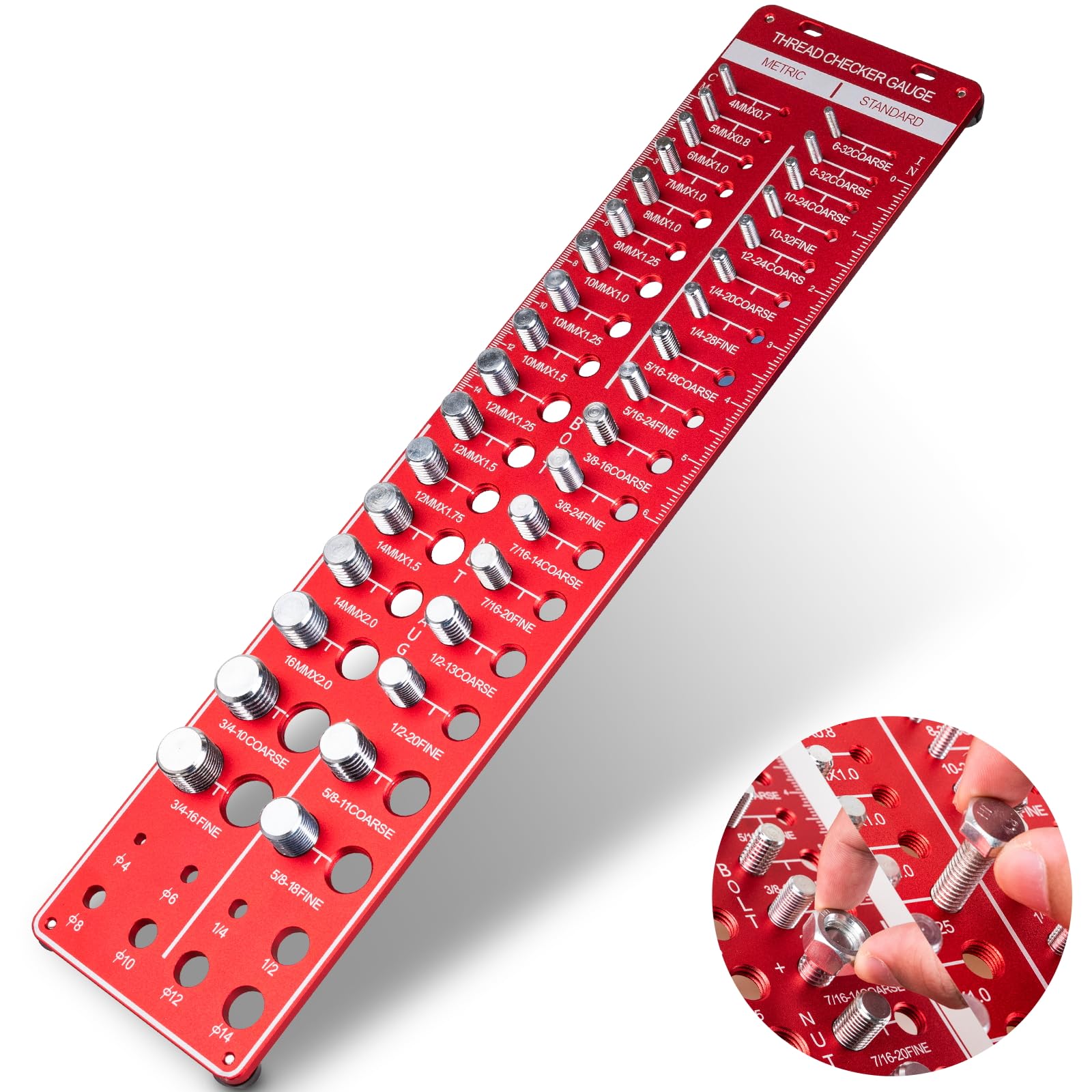 Clatoon Updated 42 Thread Checker, Heavy-Duty Nut and Bolt Thread ...
