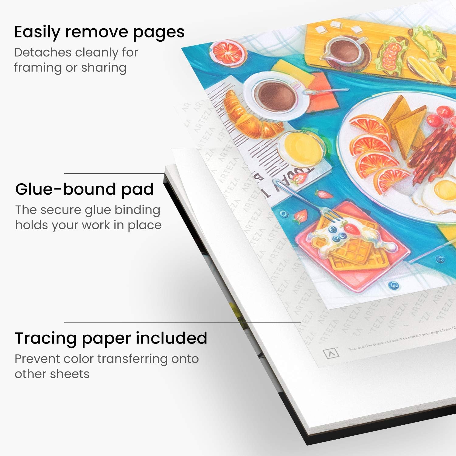 Arteza Marker Paper Pad, 2-Pack, 22.9 x 30.5cm, 50 Sheets, Glue-Bound ...