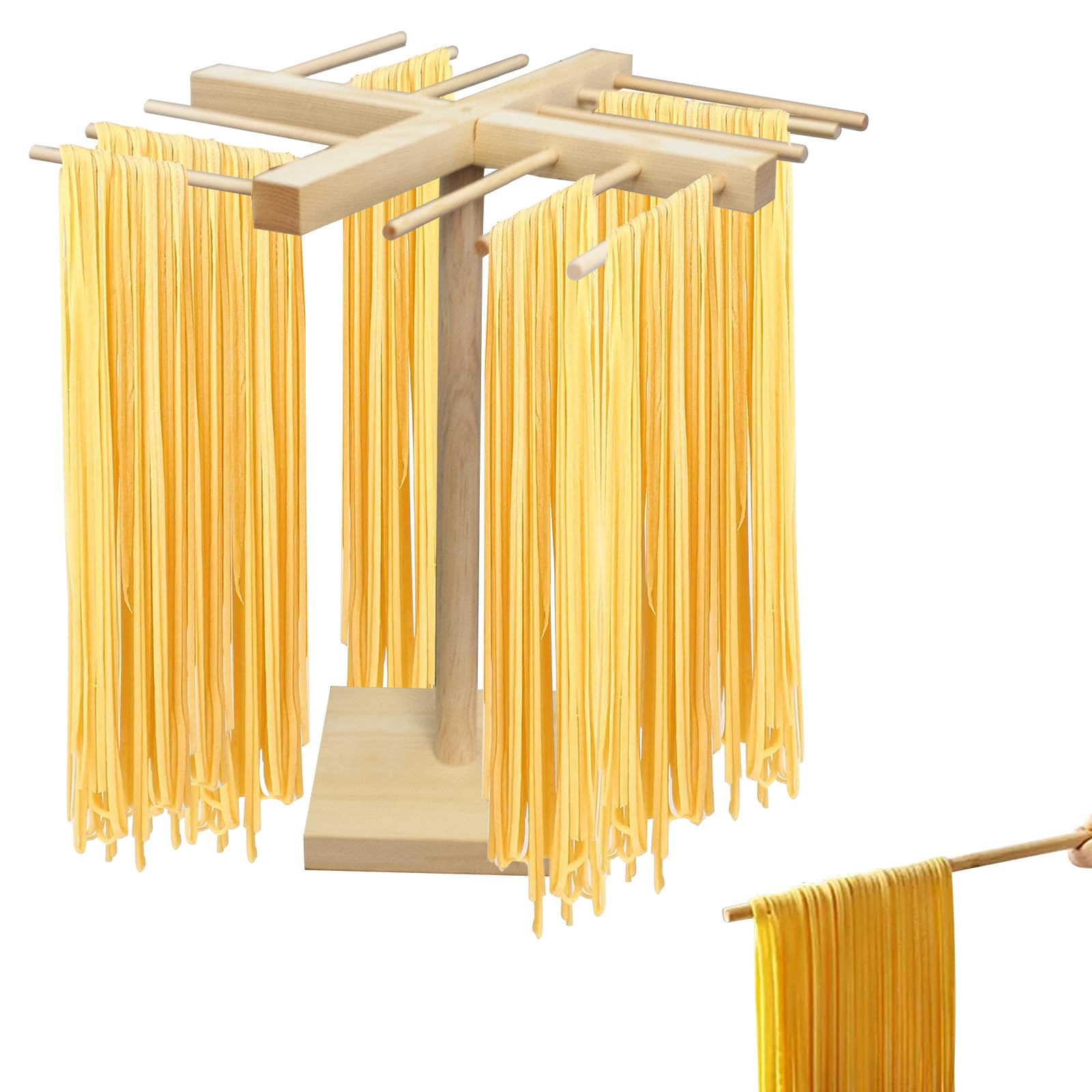 Pasta Drying Rack, Large Wood Spaghetti Rack, Foldable Fresh Spaghetti ...