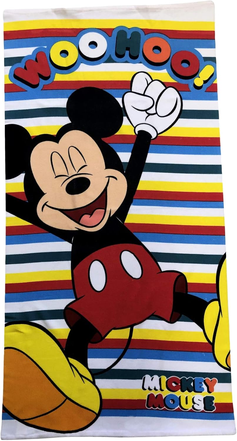 Amazon.com: Disney Mickey Mouse WooHoo! Striped Colorful Kids Towel ...