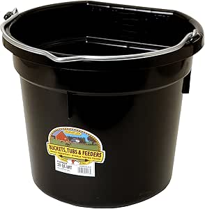 Amazon.com: Little Giant Plastic Animal Feed Bucket (Black) Flat Back ...