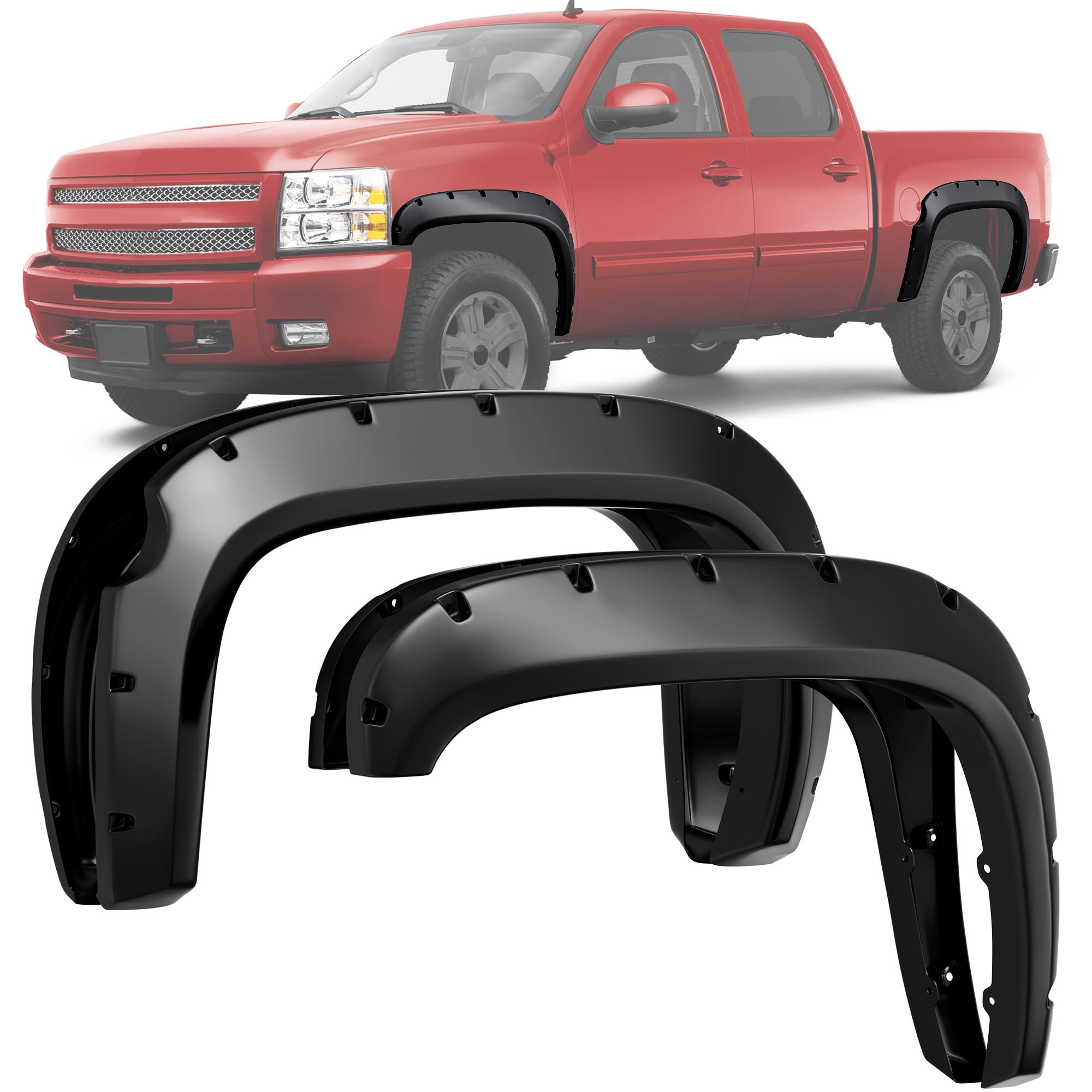 LEDKINGDOMUS Front & Rear Fender Flares Compatible with 2007-2013 Chevy ...