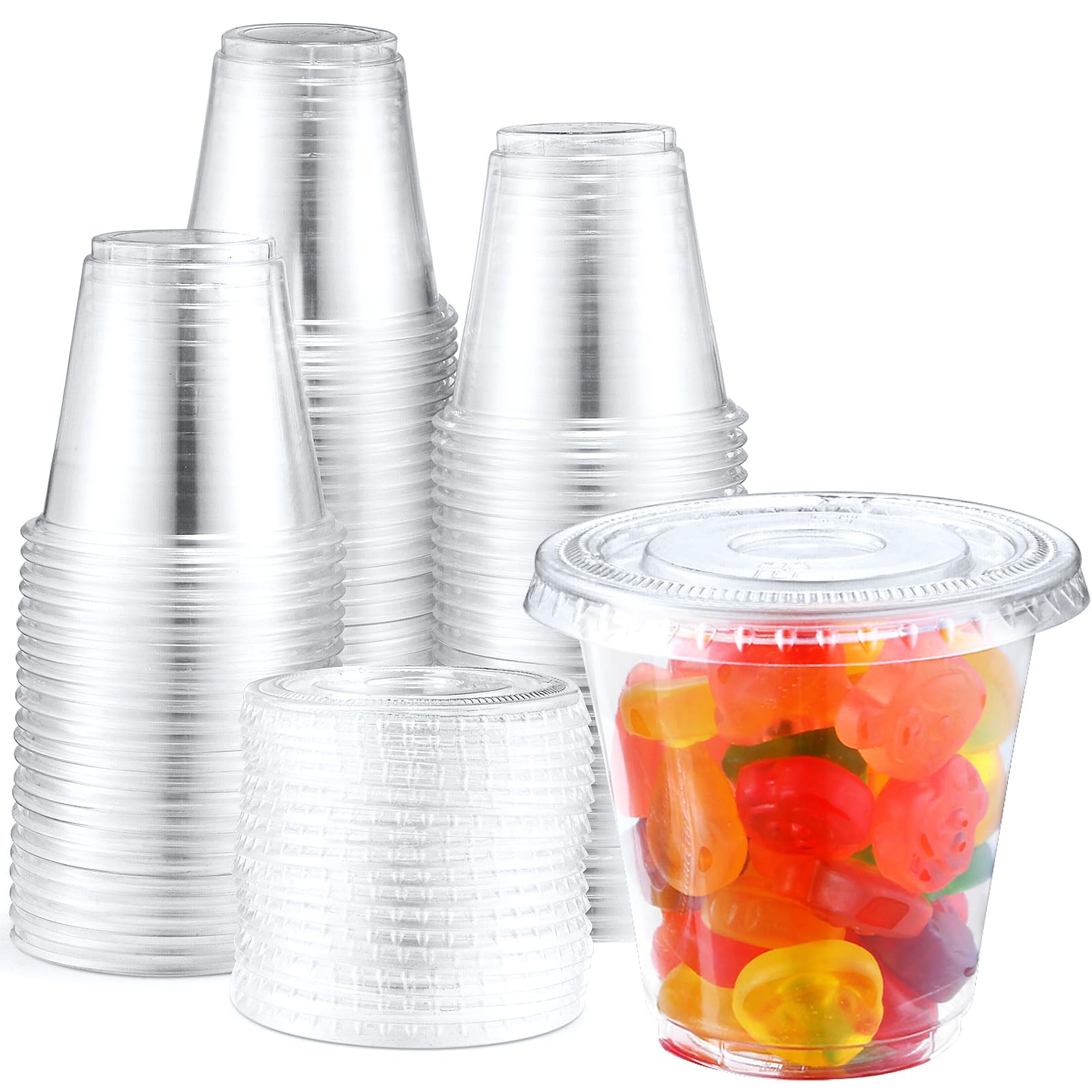 Eupako 5 oz Disposable Plastic Portion Cups with Lids 200 Sets, Jello ...