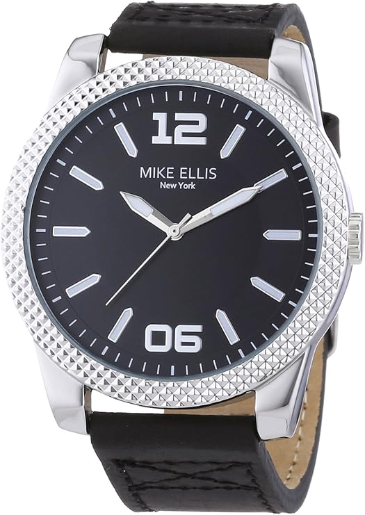 Mike Ellis New York Herren-Armbanduhr XL Petrol Analog Quarz Leder ...