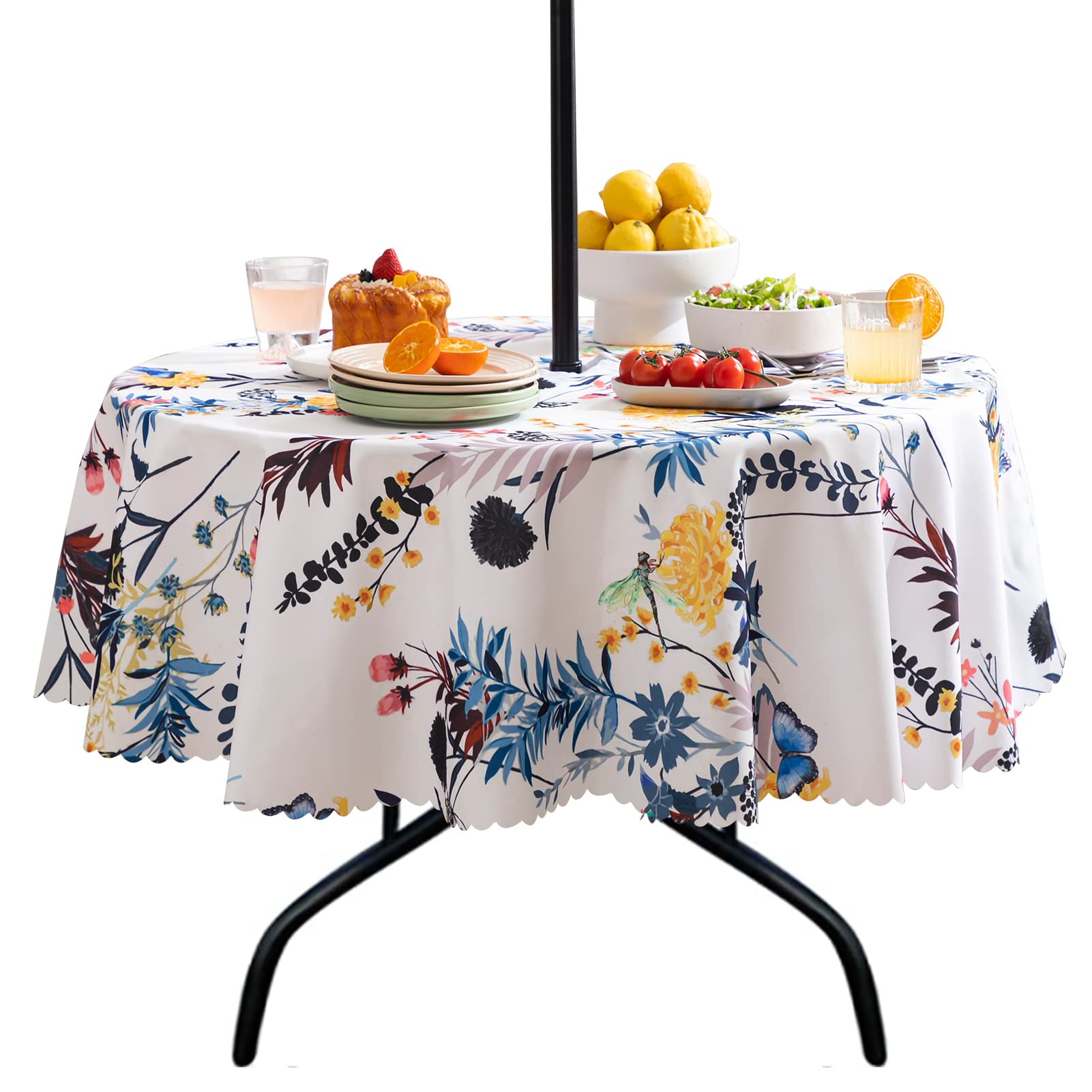 joybest 60 inch Round Tablecloth with Umbrella Hole and Zipper ...