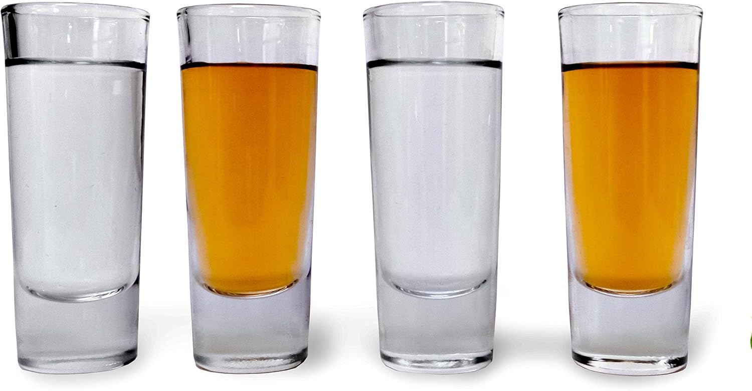 Amazon.com | Fiesta Brands Double Shot Glass Thick Clear Heavy Base Set ...