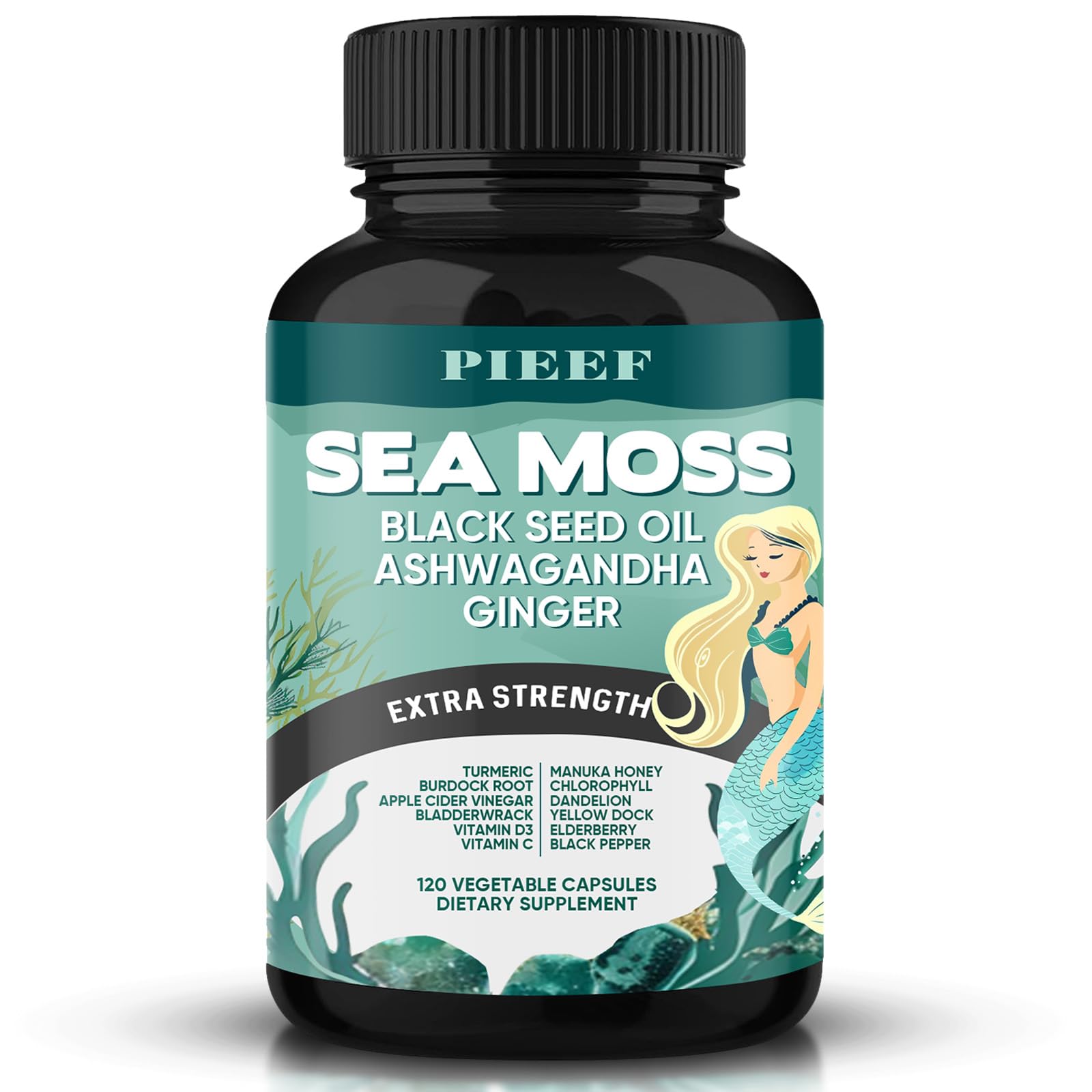 Sea Moss Capsules, 120 Capsules Complex with Ashwagandha, Burdock Root ...