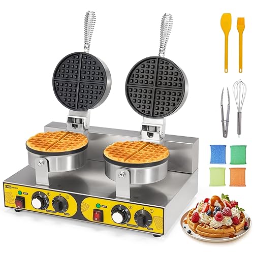 Dyna-Living Commercial Waffle Maker Double Head Waffle Maker, 2400W Non ...