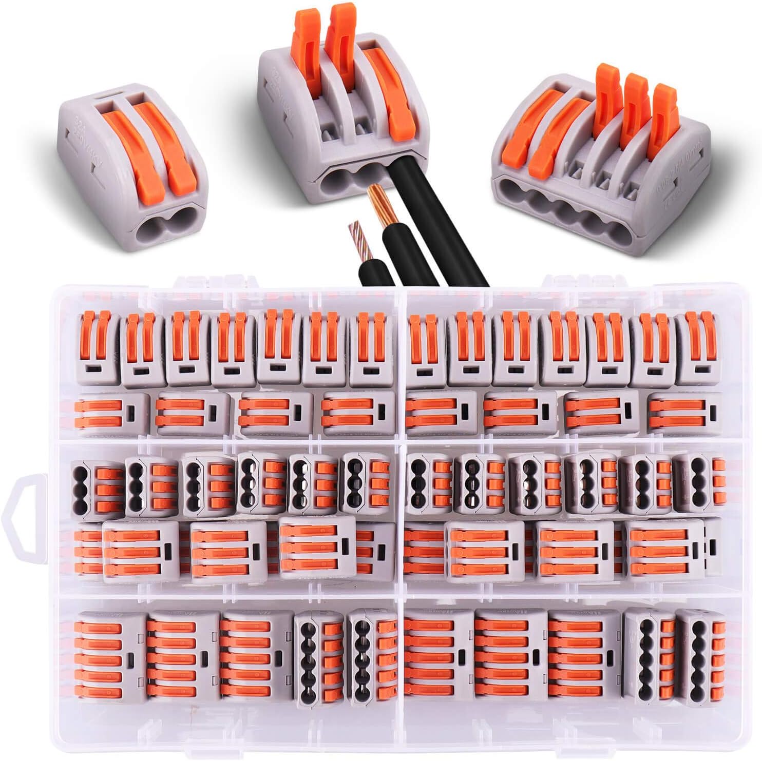 60 piezas conectores eléctricos con palanca de operación, 20 terminales ...