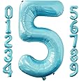 Amazon.com: 40 Inch Baby Blue Number 5 Balloon Large Size Jumbo Digit ...