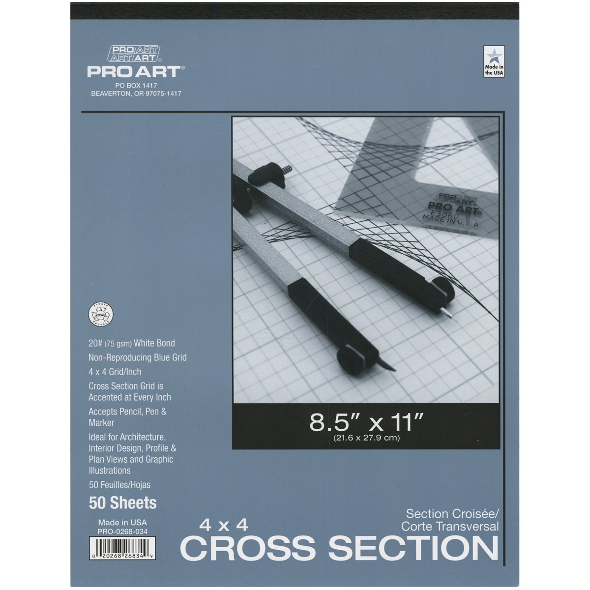Pro-Art Cross Section Paper Pad 8.5 11 x 4-inch Grid 50 Sheets, 4 ...