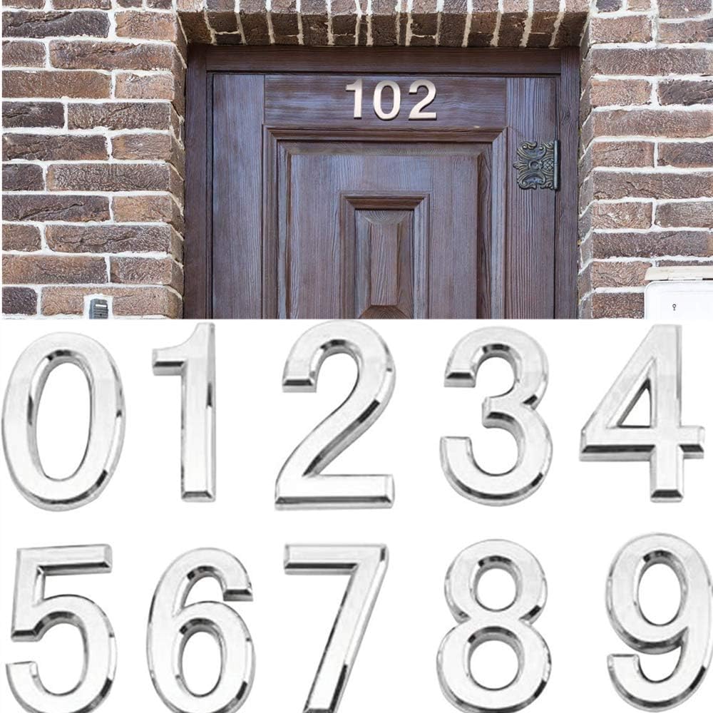 20 Pieces 2 Inch Silver Mailbox Numbers Self-Adhesive Door House ...