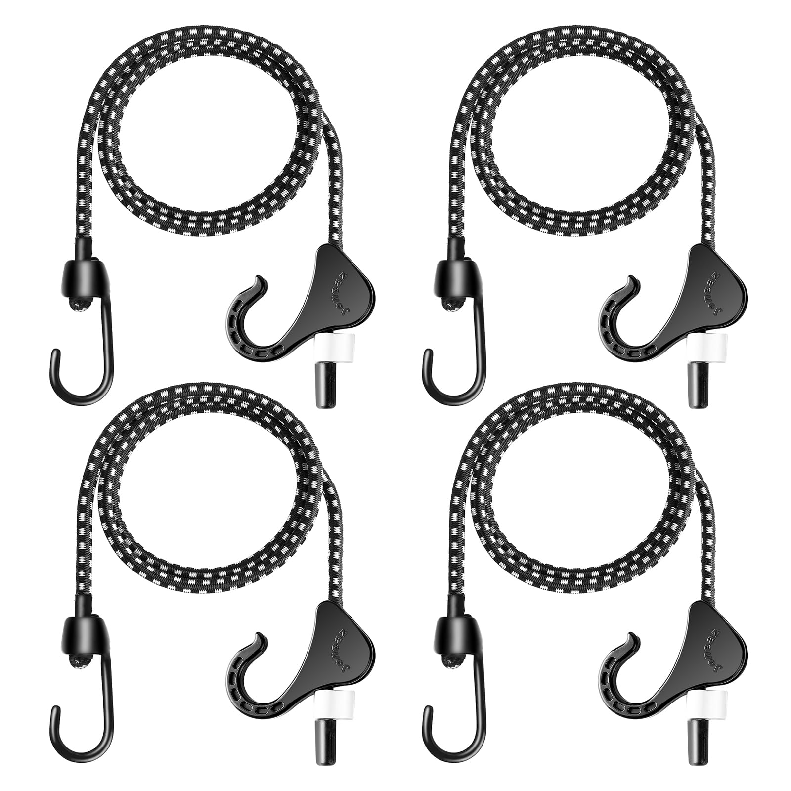 Joneaz Bungee Cords with Hooks 48 inch Adjustable, 4-Piece, Heavy Duty ...