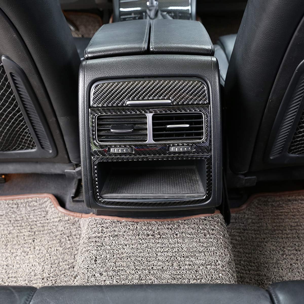 For VW Touareg 11-18 Soft Carbon Fiber Console Rear Air Vent Outlet ...
